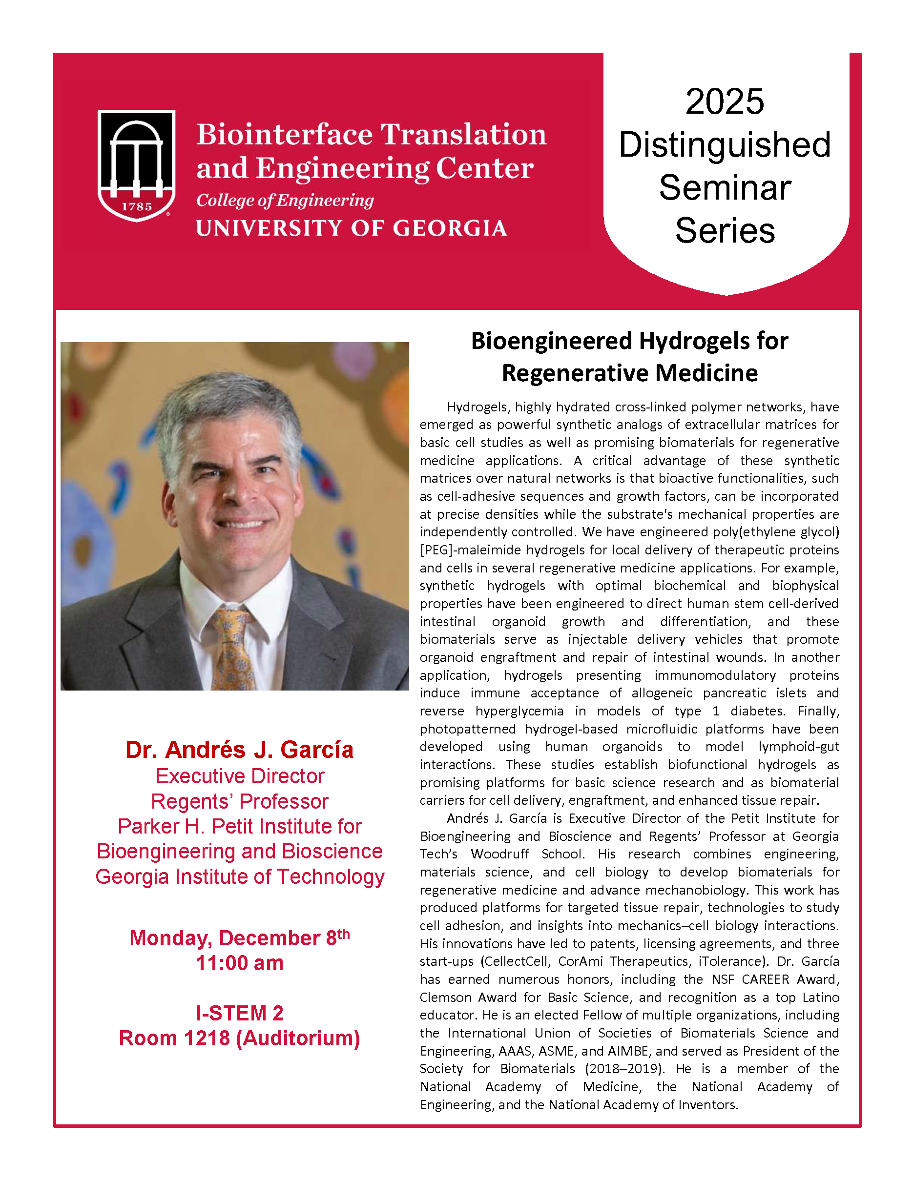 BTEC Seminar: Prof. Andres Garcia - College of Engineering